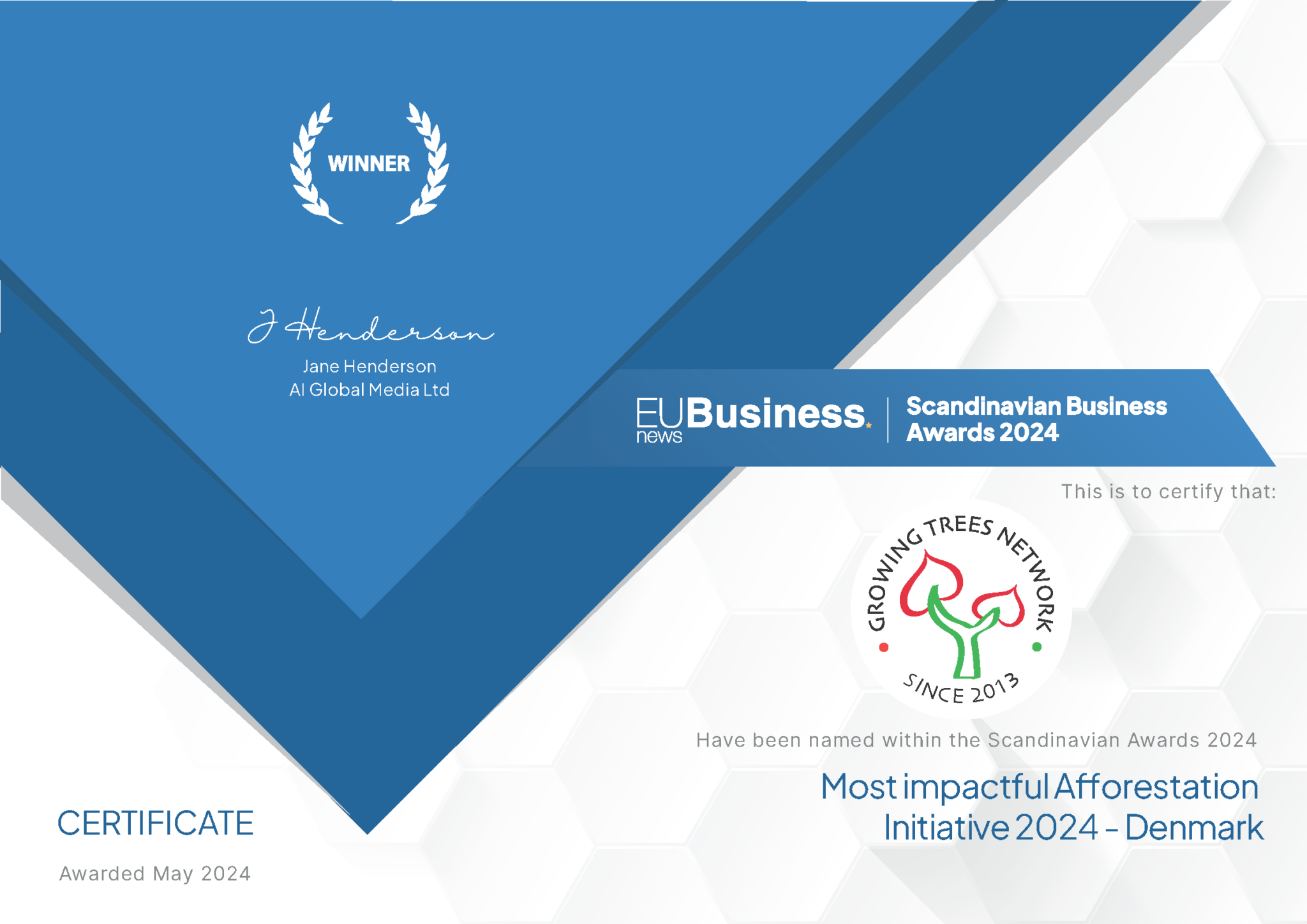 Growing Trees Network award winner! - Growing Trees